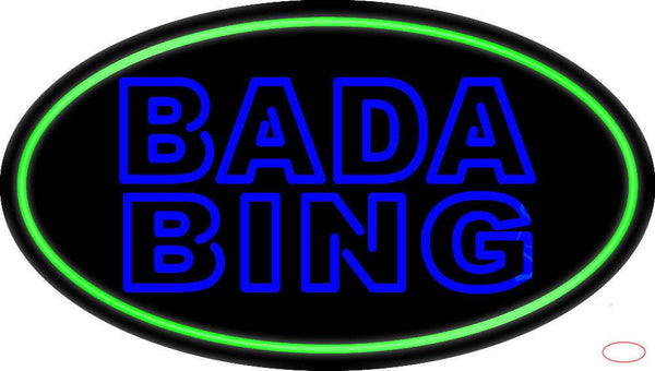 Double Stroke Blue Bada Bing With Green Border Handmade Art Neon Sign ...